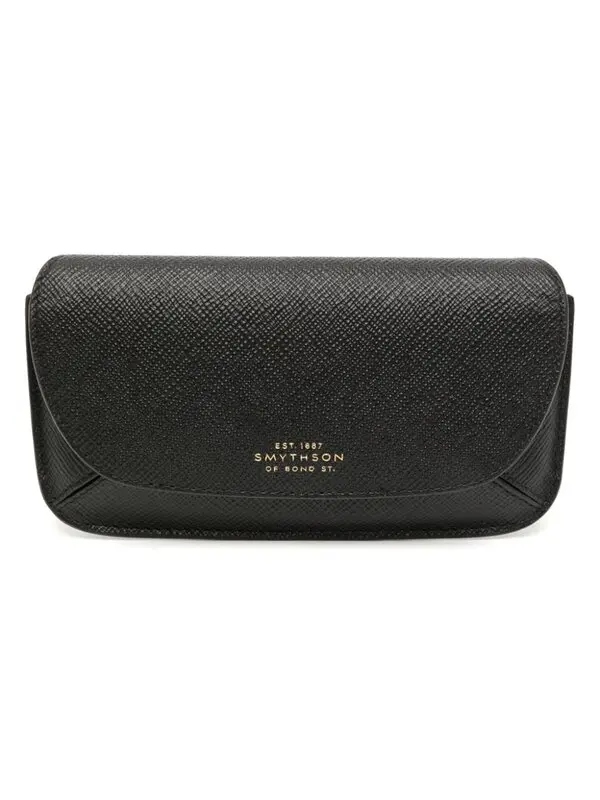 Smythson Logo-stamp Leather Sunglasses Case - Black