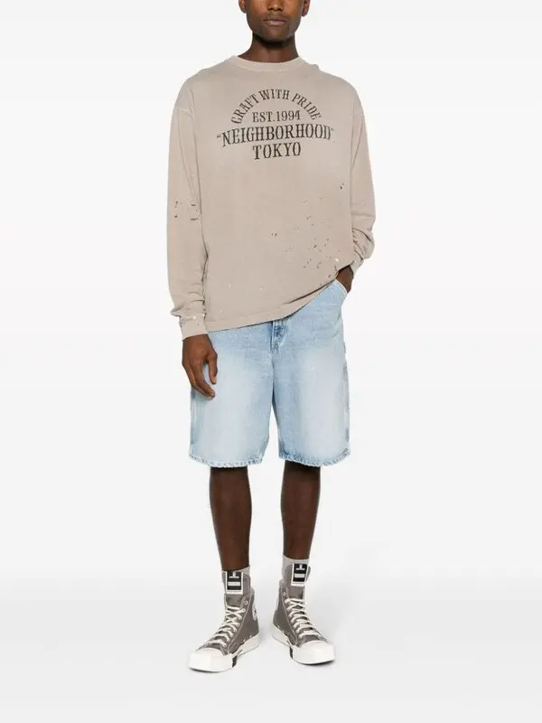 Neighborhood Damage Distressed Sweatshirt In Neutrals - 70% Off