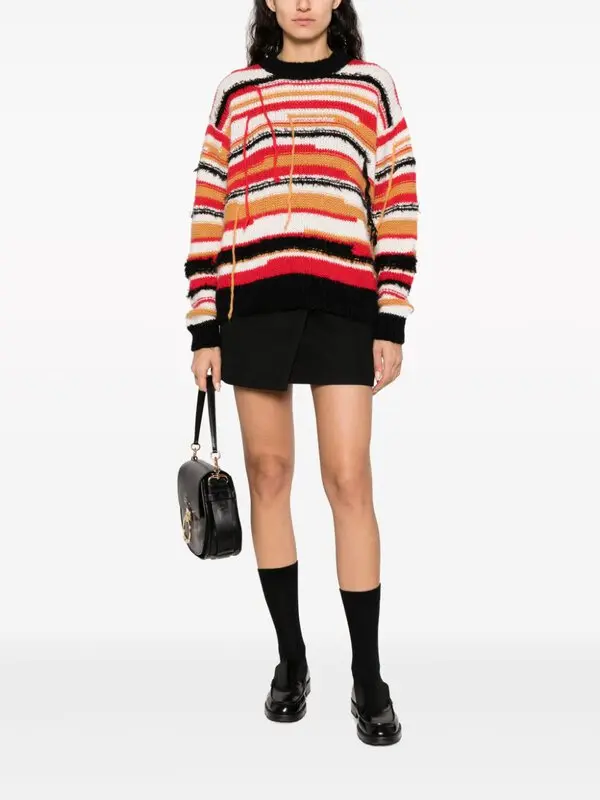 Patrizia Pepe Striped Distressed Jumper