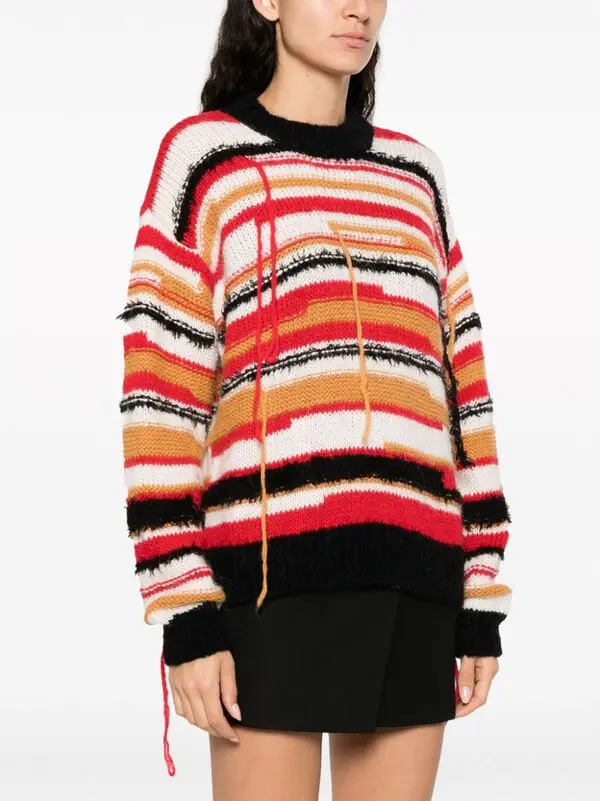 Patrizia Pepe Striped Distressed Jumper