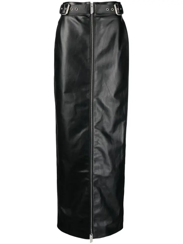 Gcds Logo-embossed Leather Maxi Skirt - Black