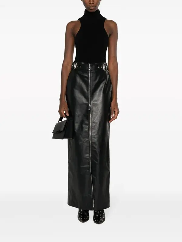 Gcds Logo-embossed Leather Maxi Skirt