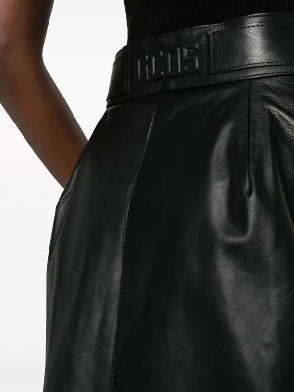 Gcds Logo-embossed Leather Maxi Skirt