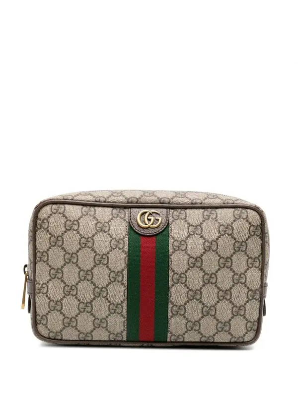 Gucci Savoy Leather Wash Bag - Brown