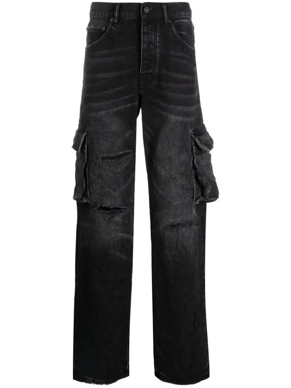 PURPLE BRAND Distressed Straight-leg Cargo Jeans