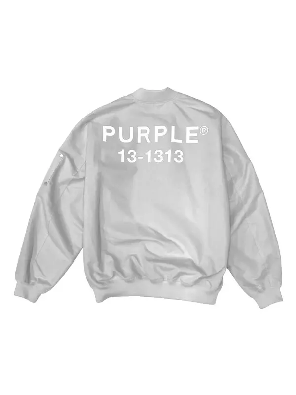 PURPLE BRAND Logo-print Cotton Bomber Jacket - Grey