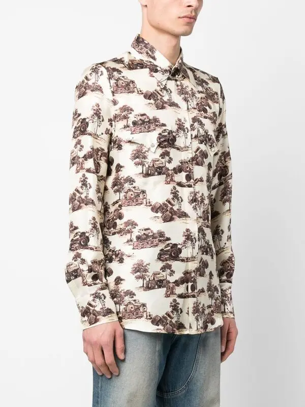 Dsquared2 Monster Truck-print Silk Shirt