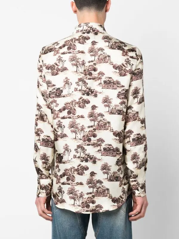 Dsquared2 Monster Truck-print Silk Shirt