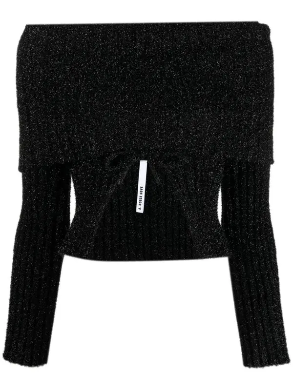A. ROEGE HOVE Ribbed Cut-out Cropped Jumper - Black