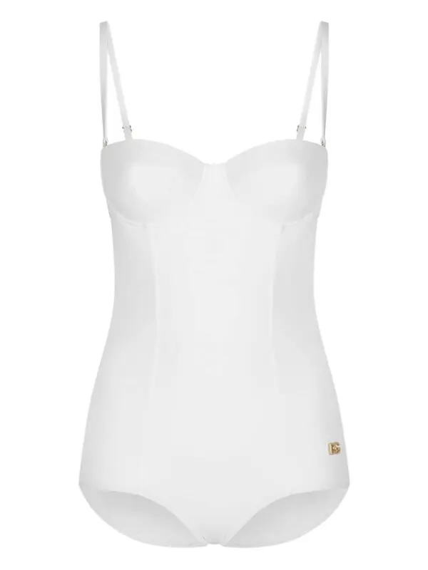 Dolce & Gabbana Logo-plaque Swimsuit - White