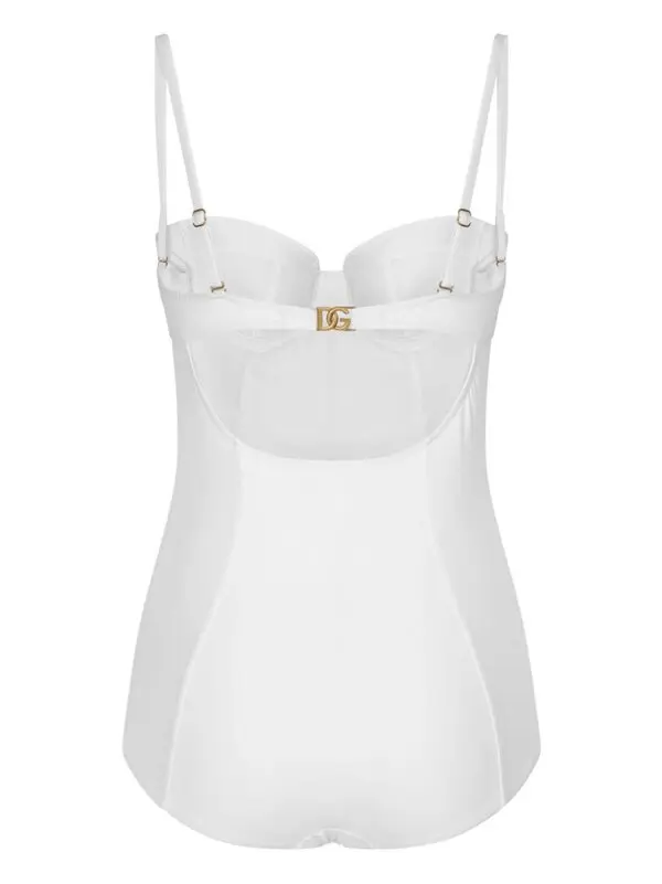 Dolce & Gabbana Logo-plaque Swimsuit - White