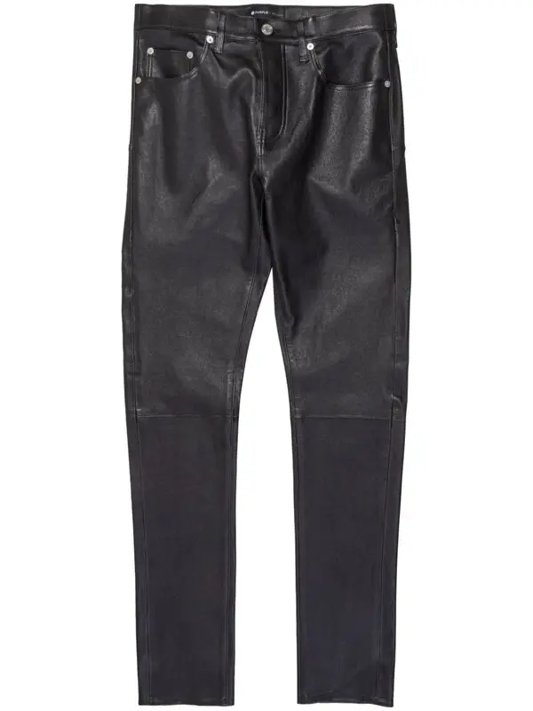 PURPLE BRAND Logo-patch Leather Trousers