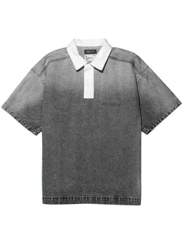 PURPLE BRAND Logo-embossed Cotton Polo Shirt - Grey