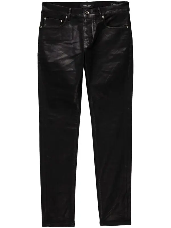 PURPLE BRAND P001 Leathered Skinny Jeans - Black