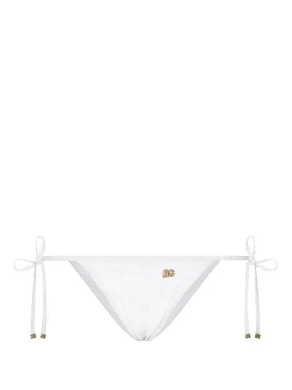 Dolce & Gabbana Logo-plaque Side-tie Bikini Bottom - White