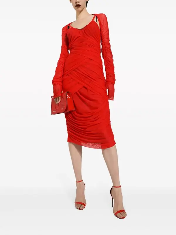 Buy Dolce & Gabbana Layered Tulle Midi Dress - Red At 39% Off | Editorialist
