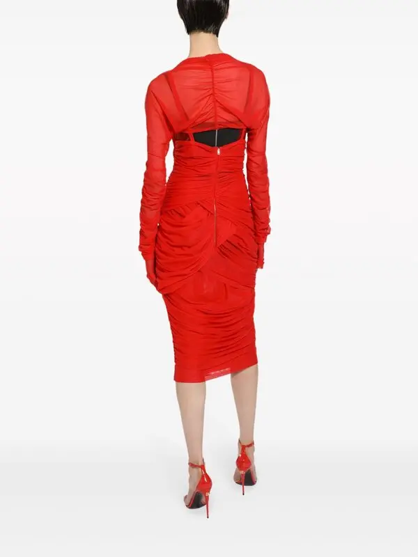 Dolce & Gabbana Layered Tulle Midi Dress - Red | Editorialist