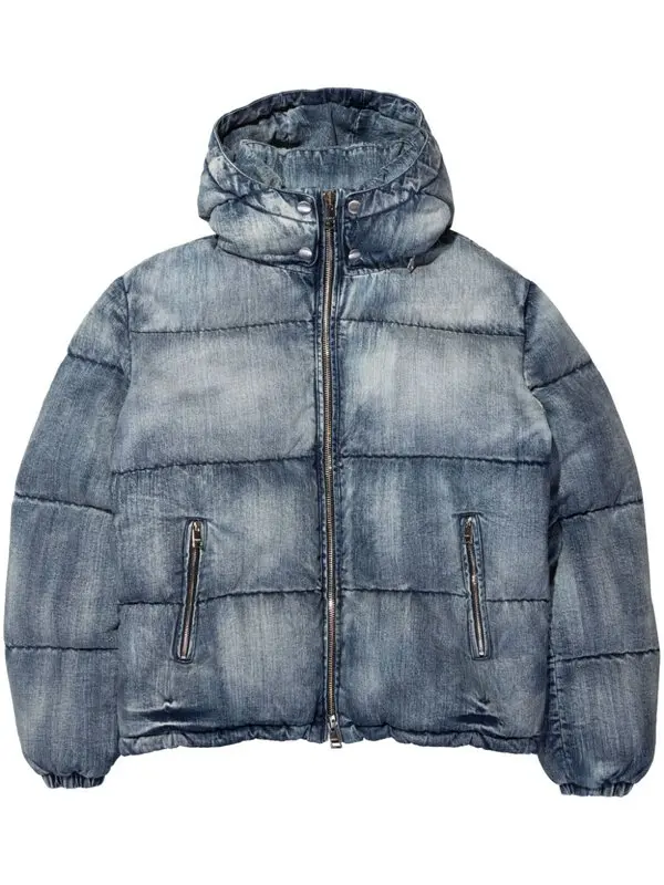 PURPLE BRAND Denim Padded Hooded Jacket - Blue