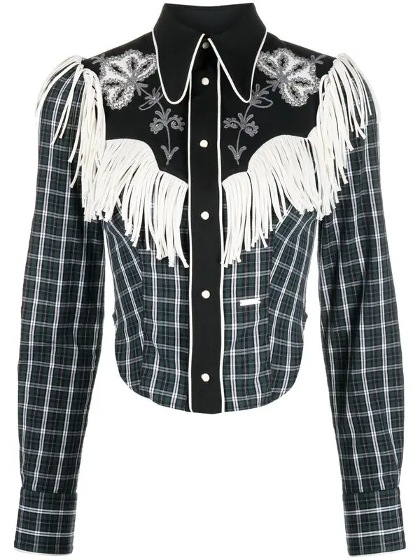 Dsquared2 Fringe-detail Plaid Shirt