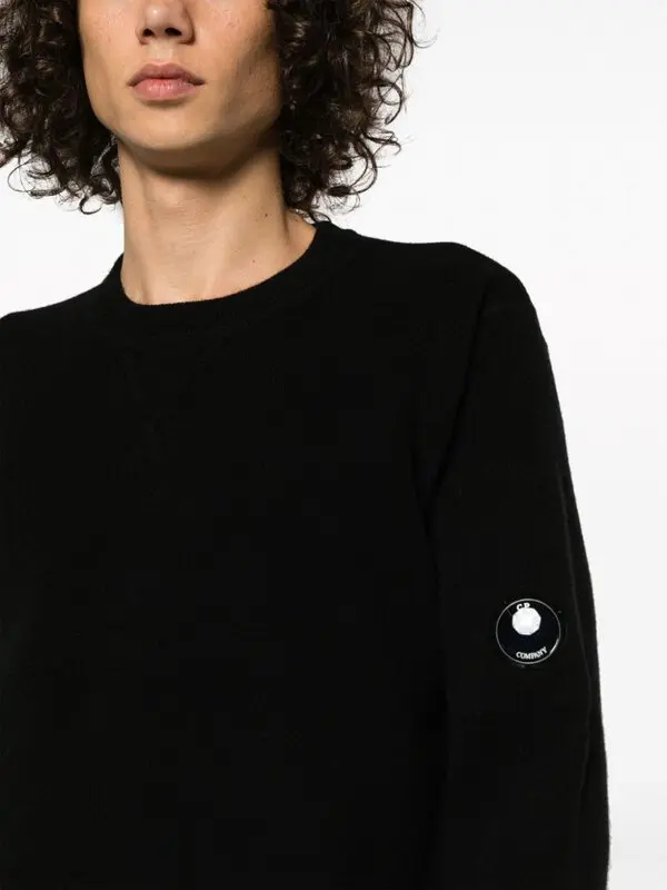 C.P. COMPANY Lens-detail Crew-neck Jumper - Black