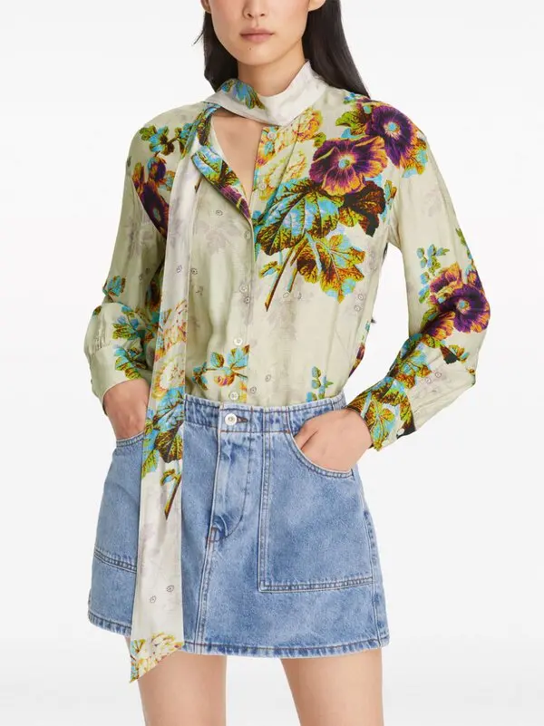 Tory Burch Floral Pussy-bow Blouse