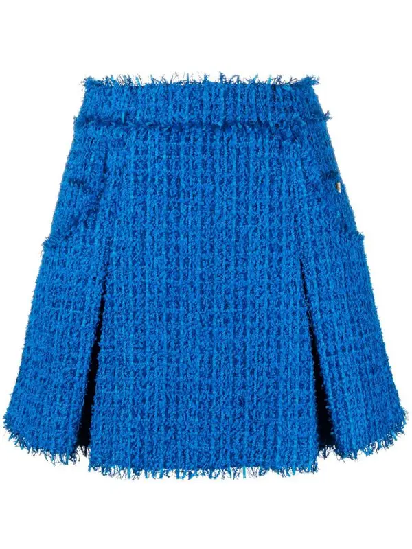 Balmain Pleated Tweed Miniskirt