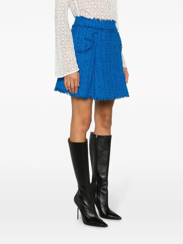 Balmain Pleated Tweed Miniskirt