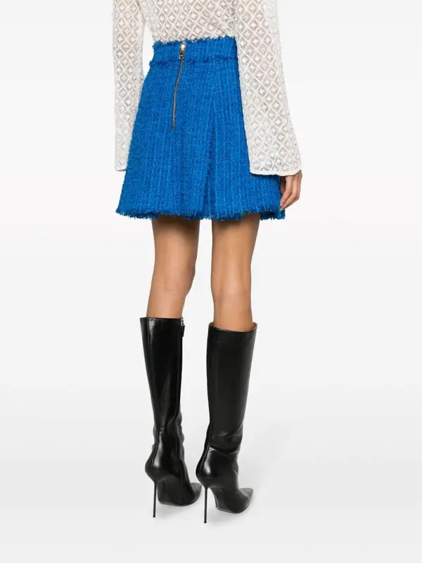 Balmain Pleated Tweed Miniskirt