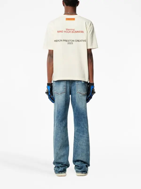 Heron Preston Security Logo-print Cotton T-shirt - Neutrals