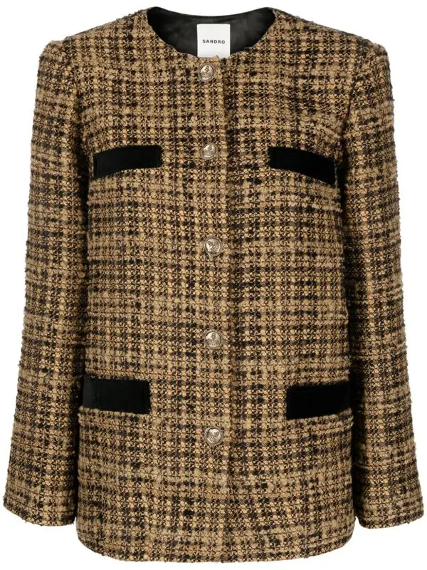 Sandro Checked Tweed Jacket