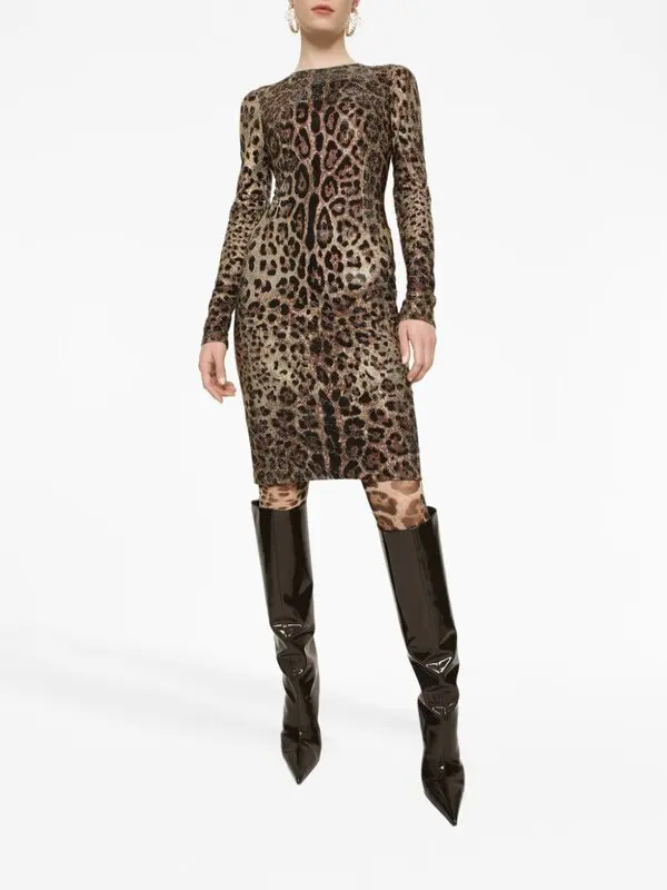 Dolce & Gabbana Rhinestone-embellished Leopard-print Midi Dress