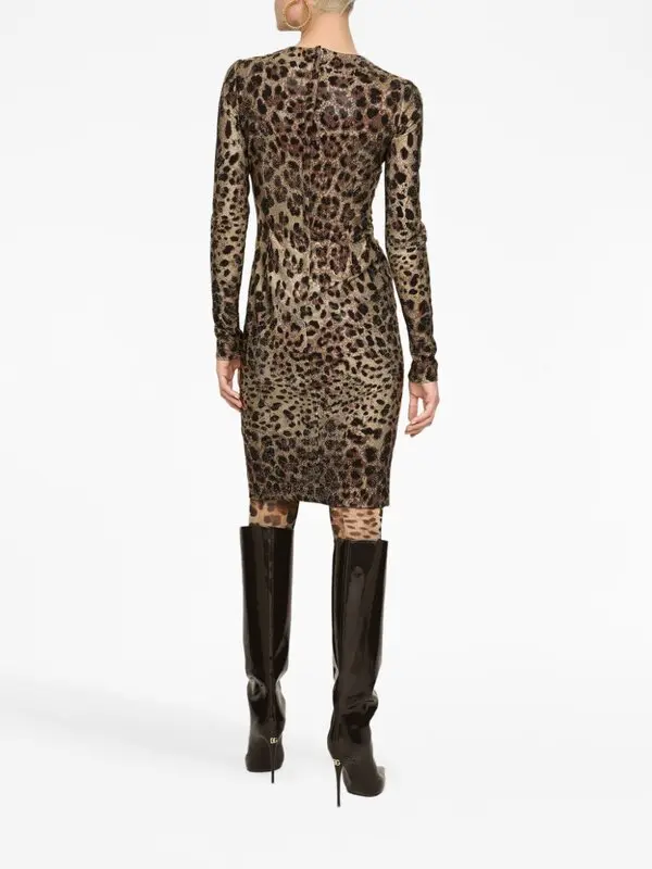Dolce & Gabbana Rhinestone-embellished Leopard-print Midi Dress