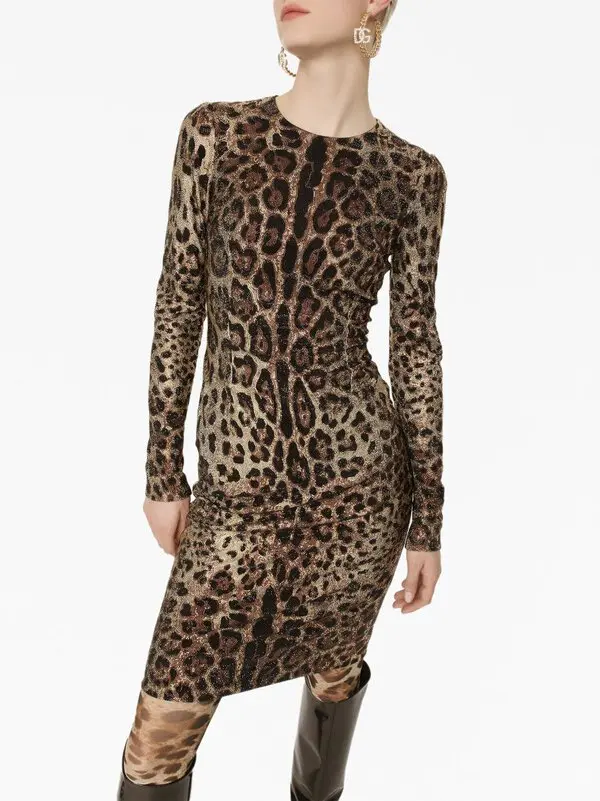 Dolce & Gabbana Rhinestone-embellished Leopard-print Midi Dress