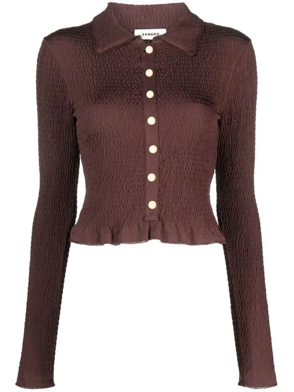 Sandro Ruffle-hem Smocked Shirt
