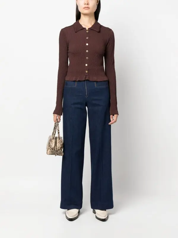 Sandro Ruffle-hem Smocked Shirt