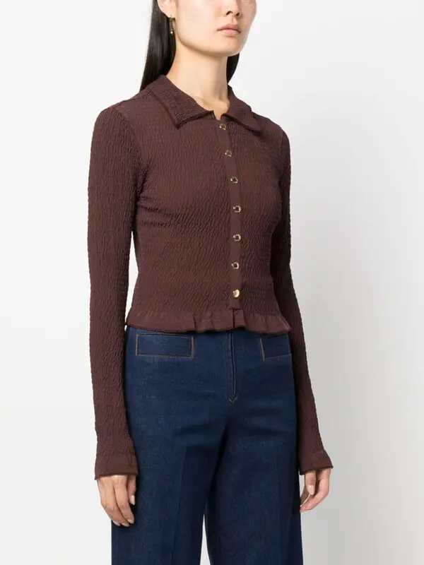 Sandro Ruffle-hem Smocked Shirt