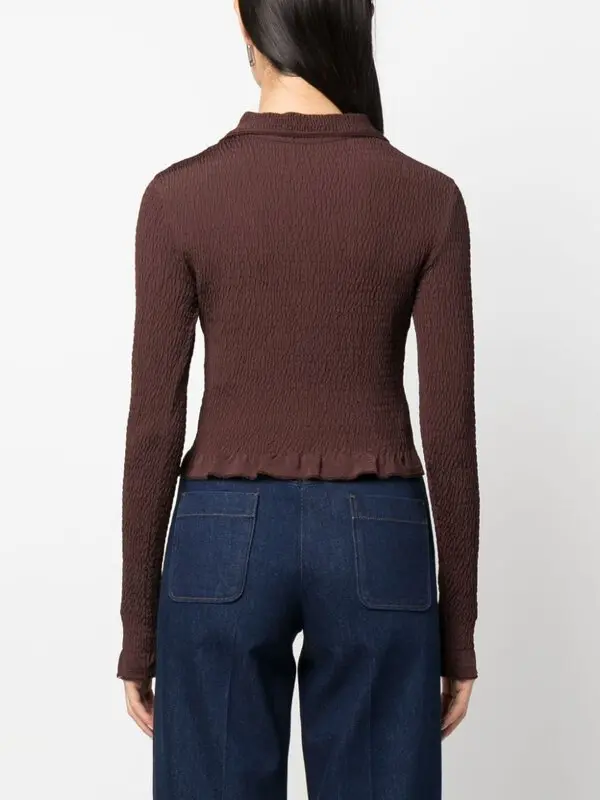 Sandro Ruffle-hem Smocked Shirt