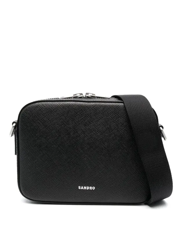 Sandro Mini Logo-print Messenger Bag - Black