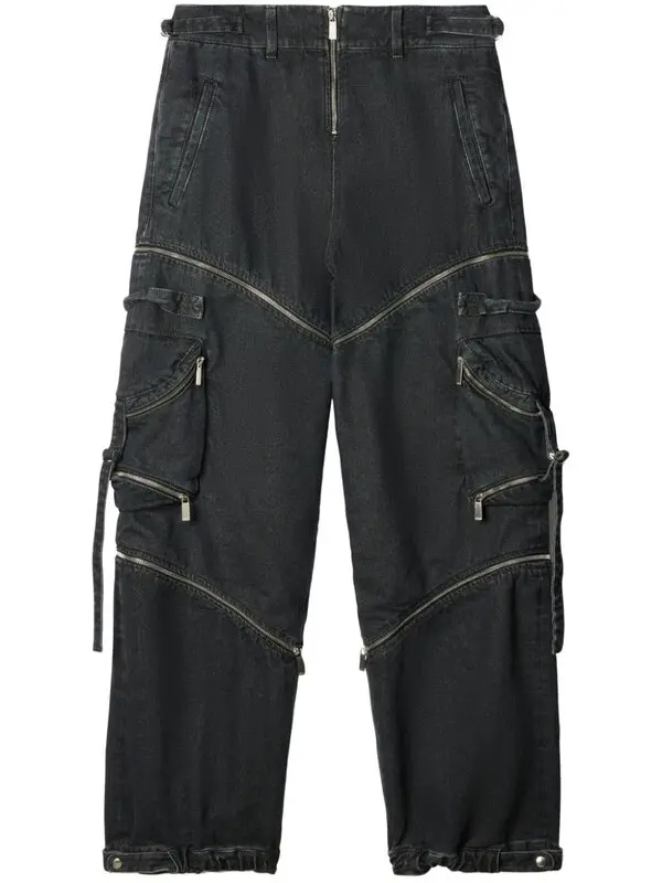 Off-White Zip Denim Cargo Pants - Grey