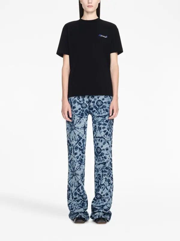 Off-White Floral-embroidered Arrows Cotton T-shirt