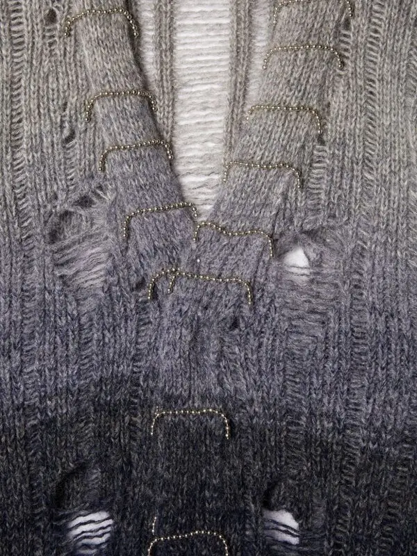 Off-White Distressed Mohair Cardigan