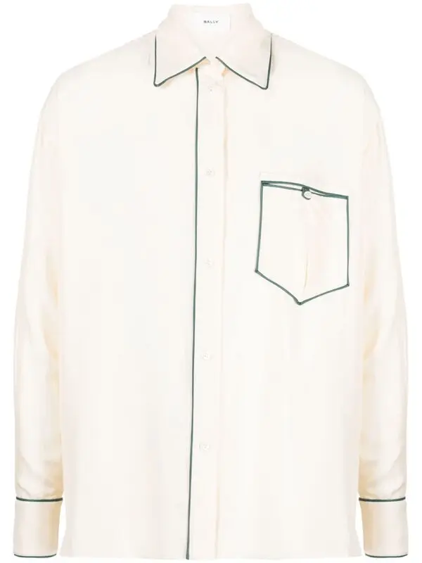 Bally Contrast-piping Silk Pyjama Shirt - White