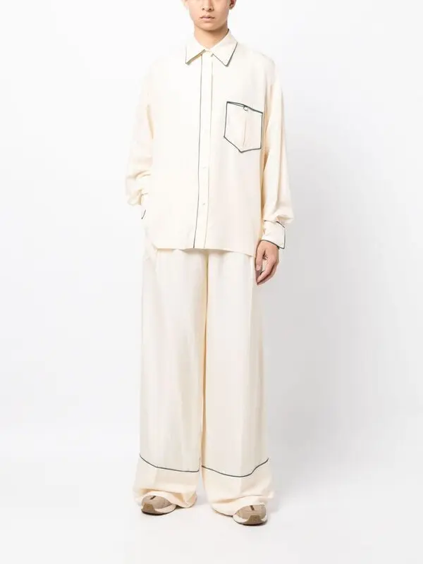 Bally Contrast-piping Silk Pyjama Shirt