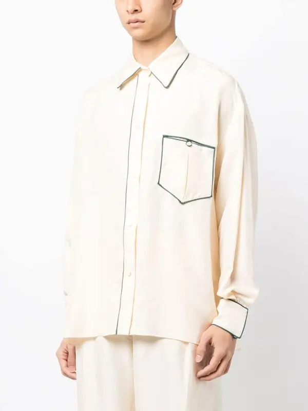 Bally Contrast-piping Silk Pyjama Shirt