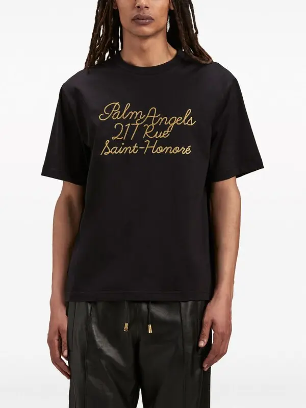 Palm Angels Palm Paris Cotton T-Shirt In Black - 60% Off