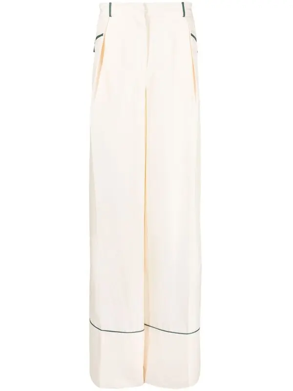 Bally Contrast-piping Silk Pyjama Trousers - White
