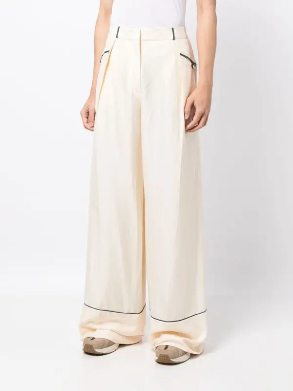 Bally Contrast-piping Silk Pyjama Trousers - White