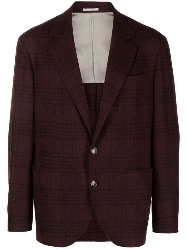 Brunello Cucinelli Single-breasted Tartan Frieze Blazer