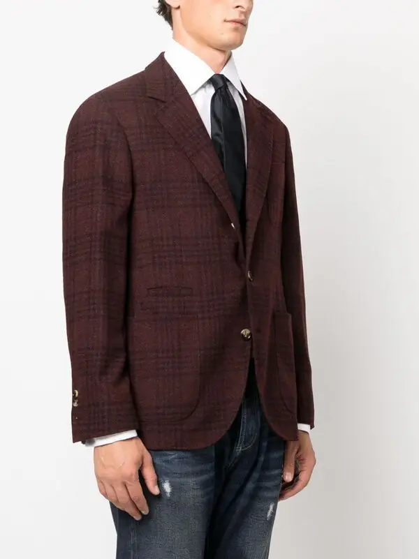 Brunello Cucinelli Single-breasted Tartan Frieze Blazer