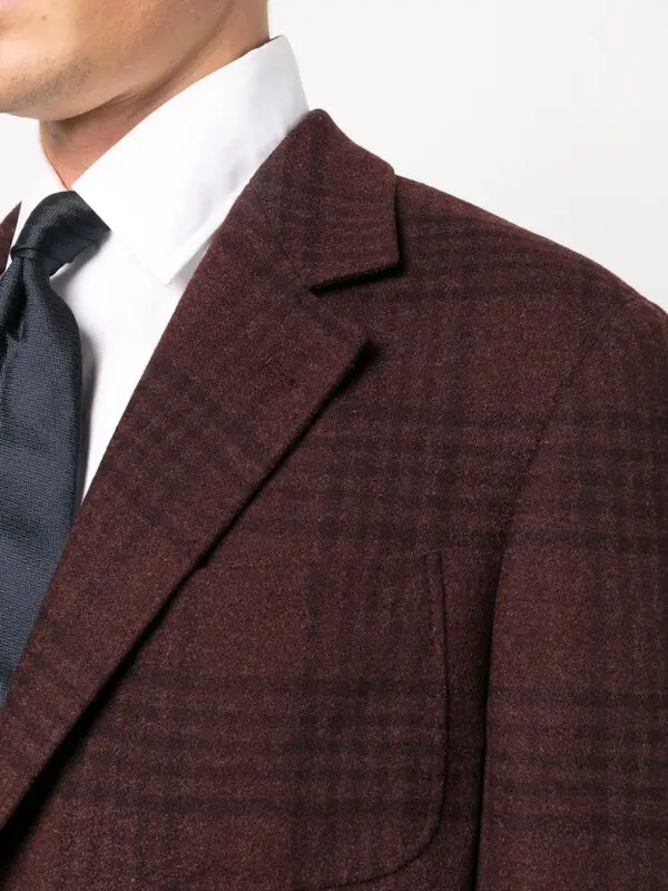 Brunello Cucinelli Single-breasted Tartan Frieze Blazer